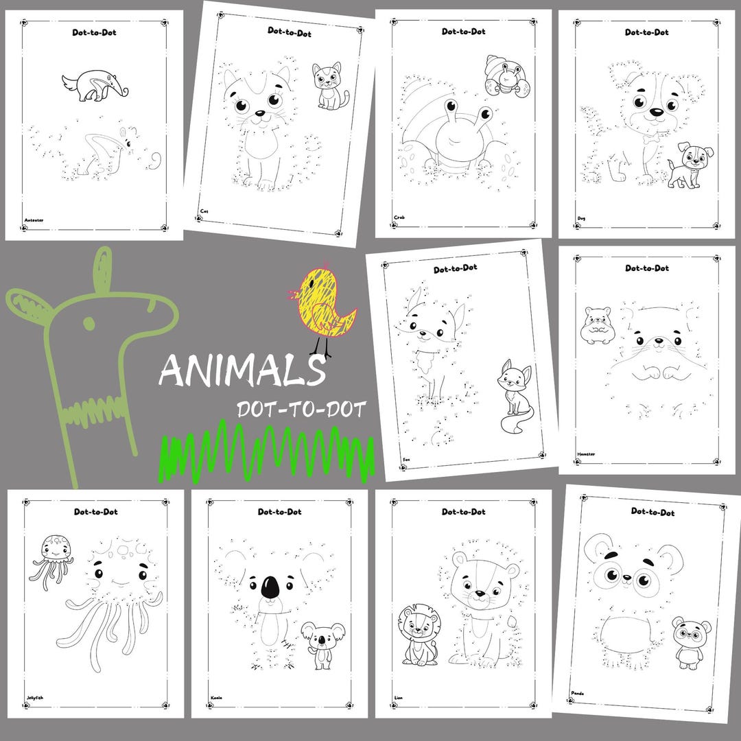Animals Connect the Dots Worksheets for Kids & Preschoolers | Fun ...