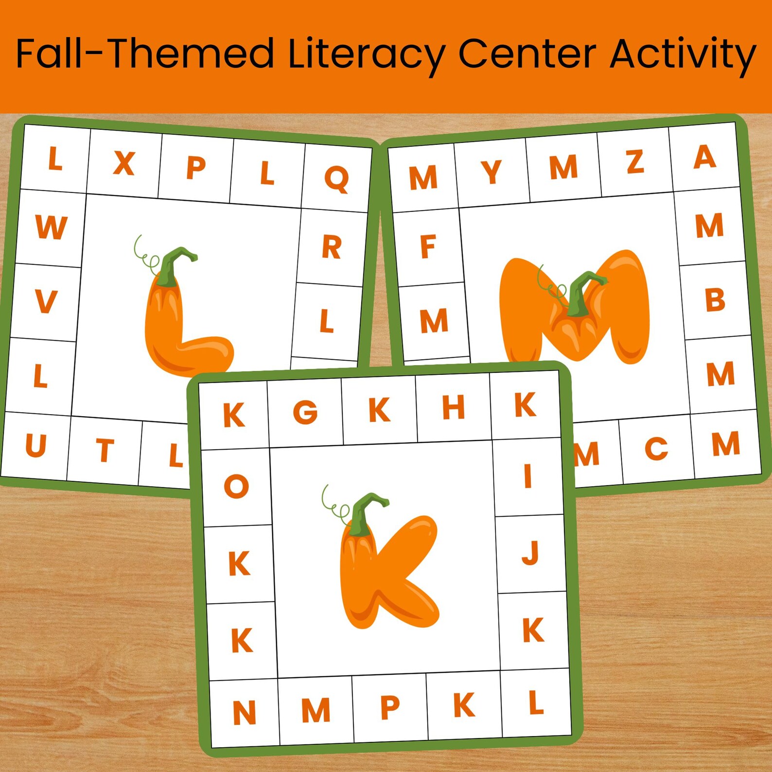 Pumpkin Alphabet Clip Cards: Uppercase Letter Matching for Preschool - Etsy