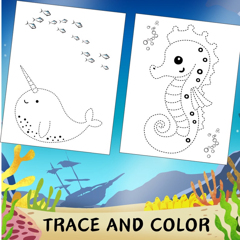 Pre-writing Line Tracing, Under the Sea Themed, Trace Practice, Fine ...