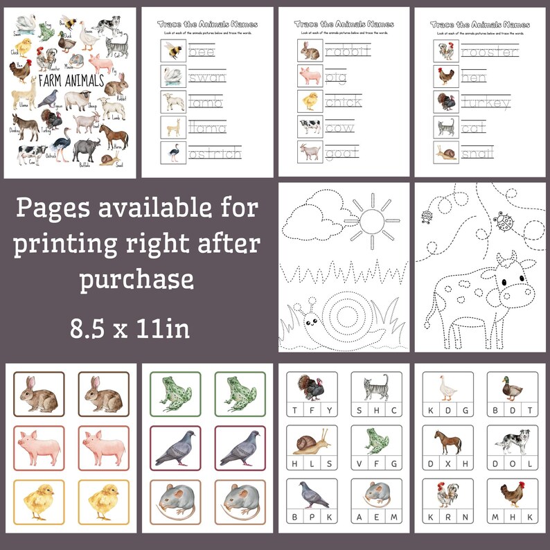 Farm Animals Preschool Activities | Printable Kids Learning Pack | PDF ...