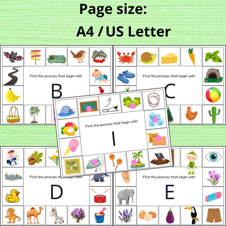 Beginning Sound Picture Matching Cards, Printable for Teaching Letter ...