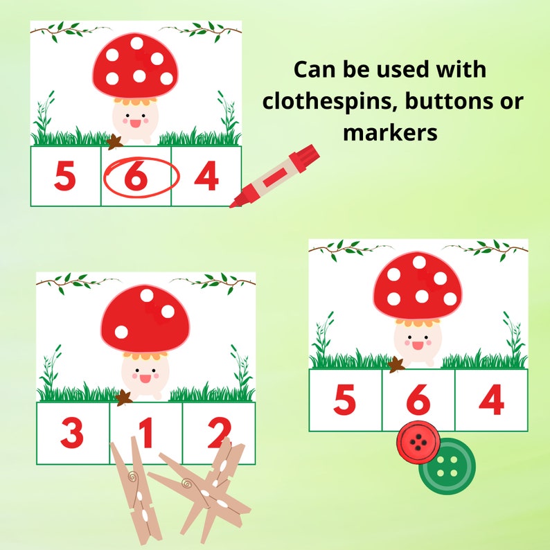 Mushroom Spot Counting Clip Cards, Homeschooling, Preschool Curriculum ...