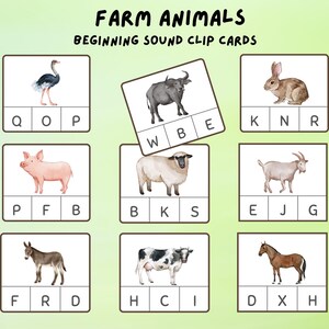 Phonics Clip Cards – Farm Animal Beginning Sounds | Alphabet Activity ...