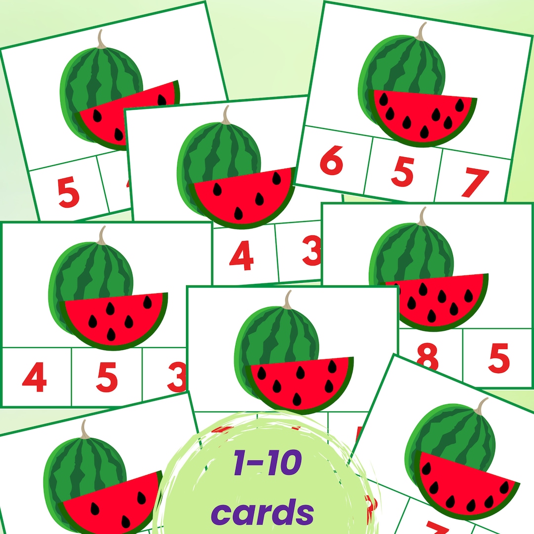 Counting Watermelon Seeds Clip Cards, Summer Busy Book, Printable ...