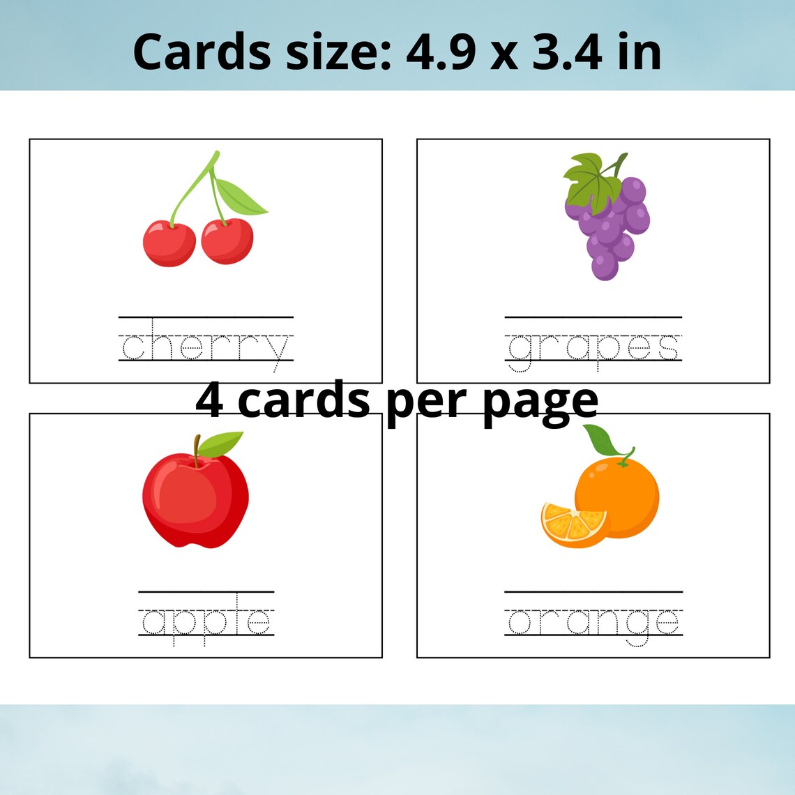 Fruit Word Tracing Flashcards | Learn Fruit Names & Practice Writing ...