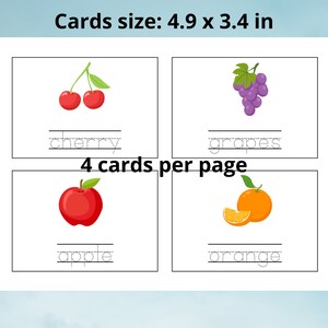 Fruit Words Tracing Flashcards for Kids, Fruit Vocabulary, Writing ...