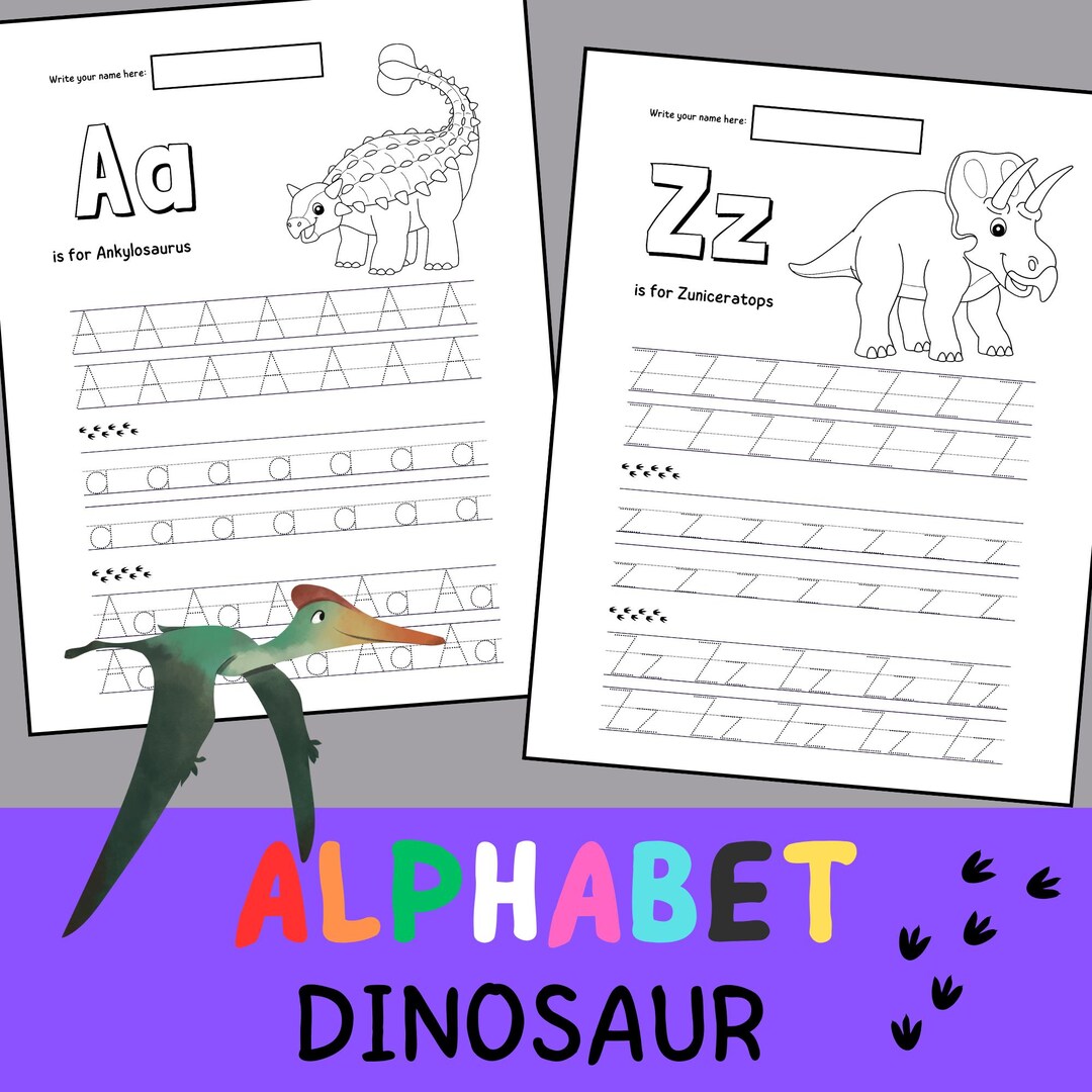 Dinosaur Alphabet Worksheets: ABC Tracing Printables for Kids ...