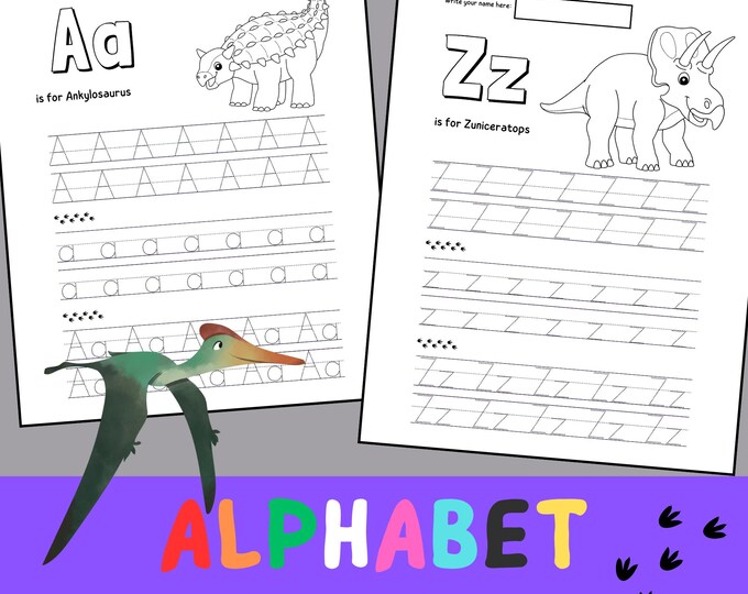 ABC Tracing Worksheets With Dinosaurs, Dino Alphabet Preschool ...