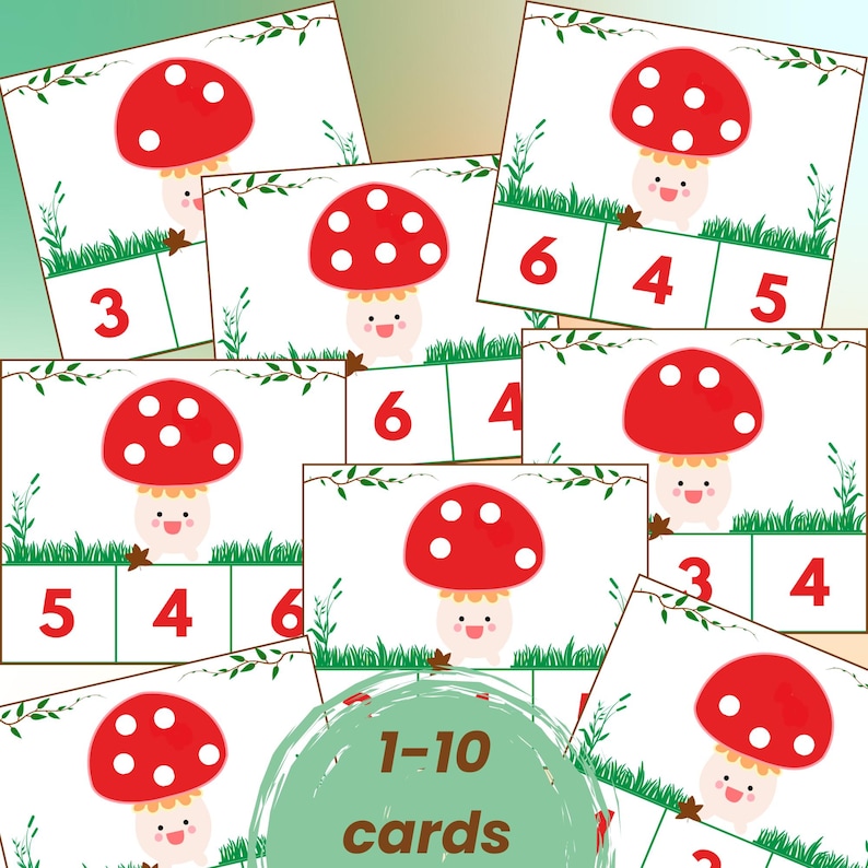 Mushrooms Montessori Count and Clip Cards 1-10 | Toddler & Preschool ...