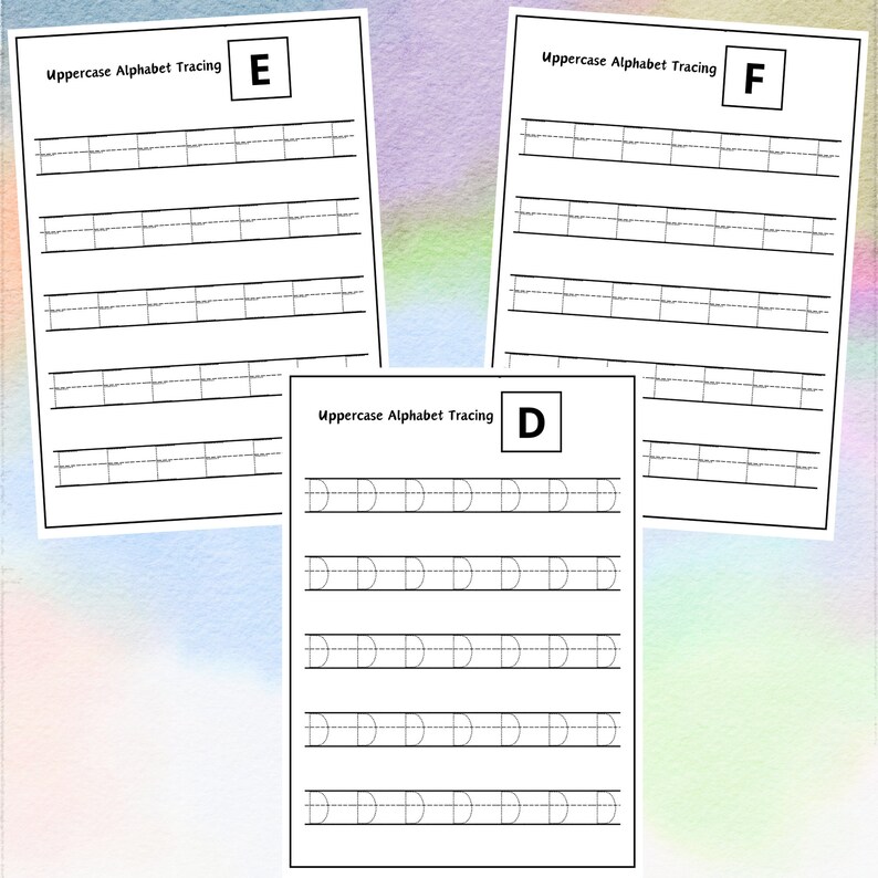 Uppercase Alphabet Tracing Worksheets, Printable Preschool Kindergarten ...