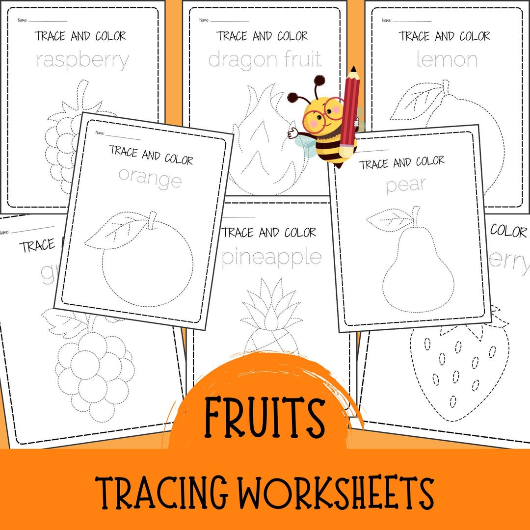 Fruits Tracing Worksheets | Printable Preschool Activity Sheets for ...