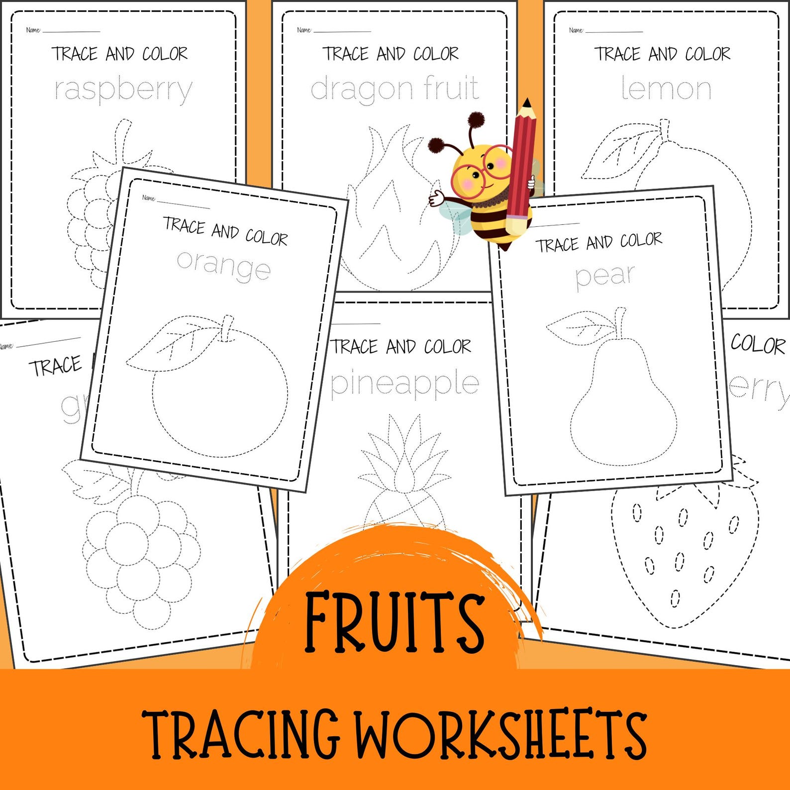 Fruits Pencil Control Worksheets | Tracing Printable Sheets for ...