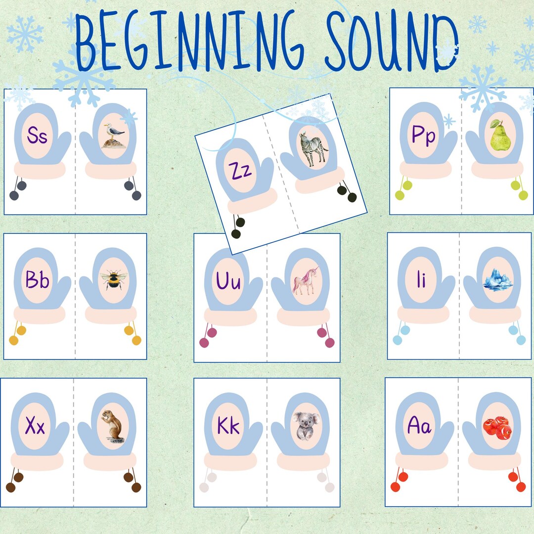 Winter Alphabet Printables | Beginning Sound Matching Game for ...