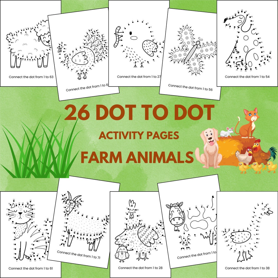 Connect Dots Animal Coloring Book for Kids Dot-to-dot Coloring Sheets ...