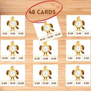 Birds, Learning Time Printable Activity, Clock Educational Clip Cards ...