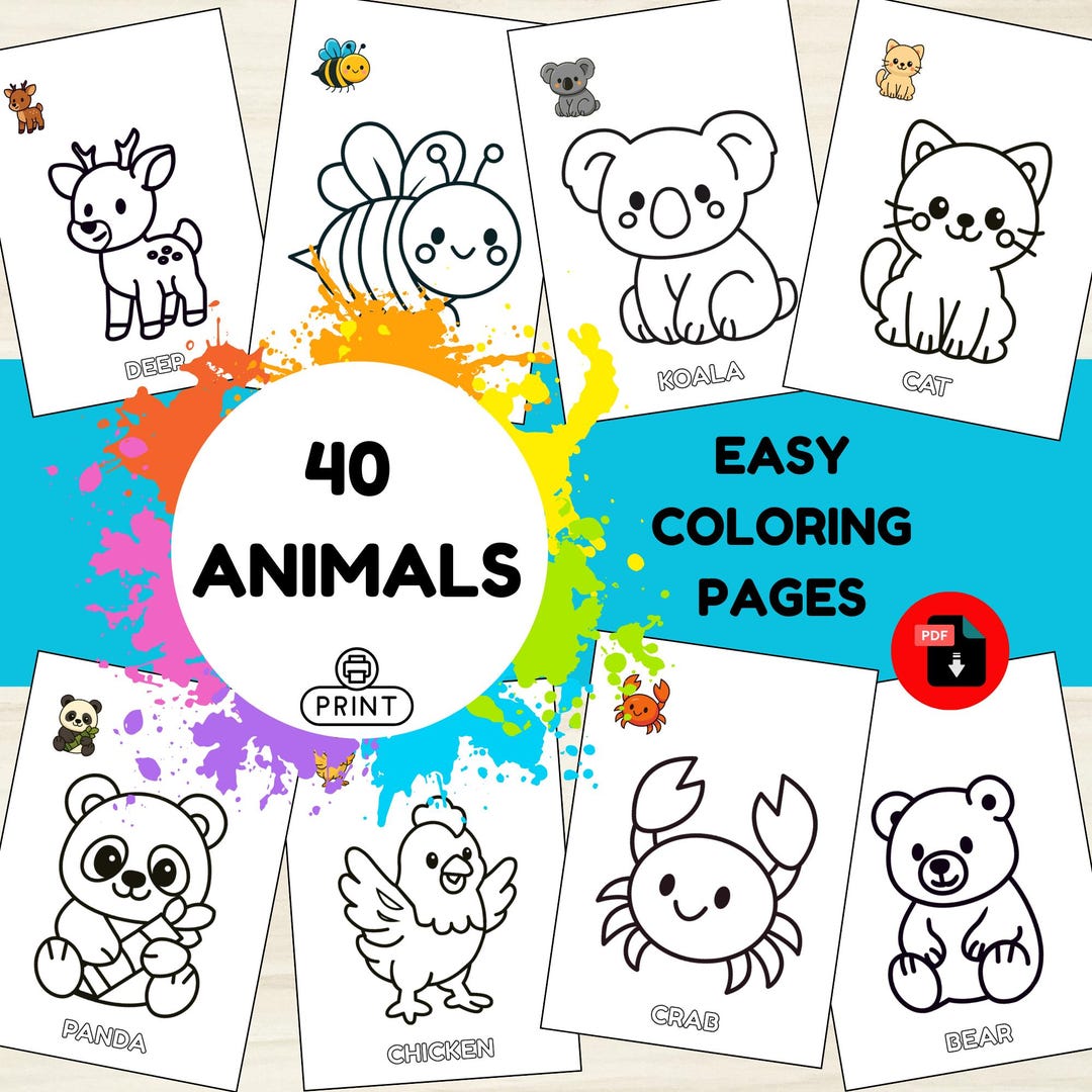 Animal Coloring Sheets for Toddlers | Easy Preschool Activity Pages ...