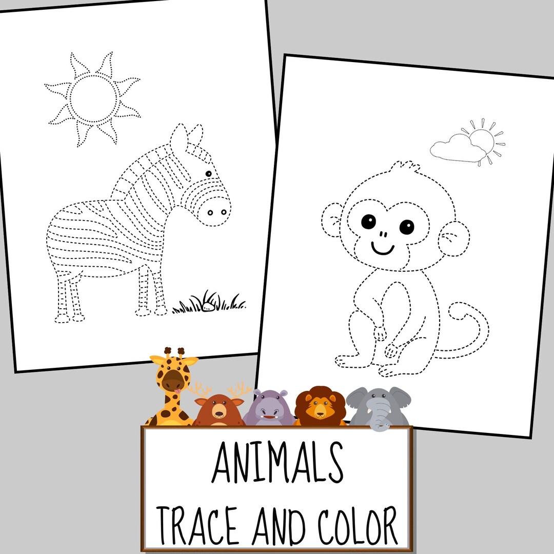 Zoo Animal Tracing Worksheets for Toddlers | Preschool Fine Motor ...