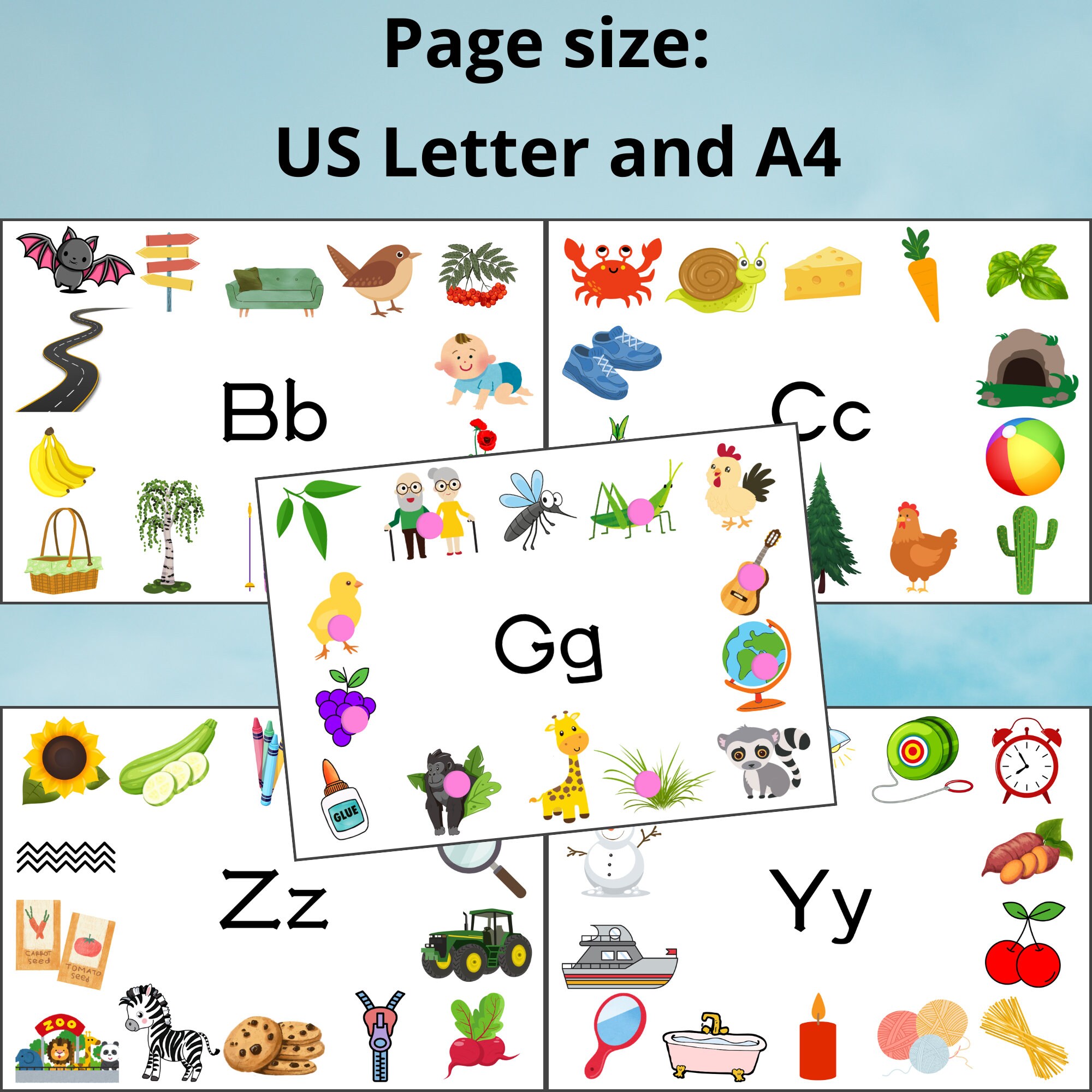 Initial Sound Phonics Alphabet Cards, Montessori Education ...