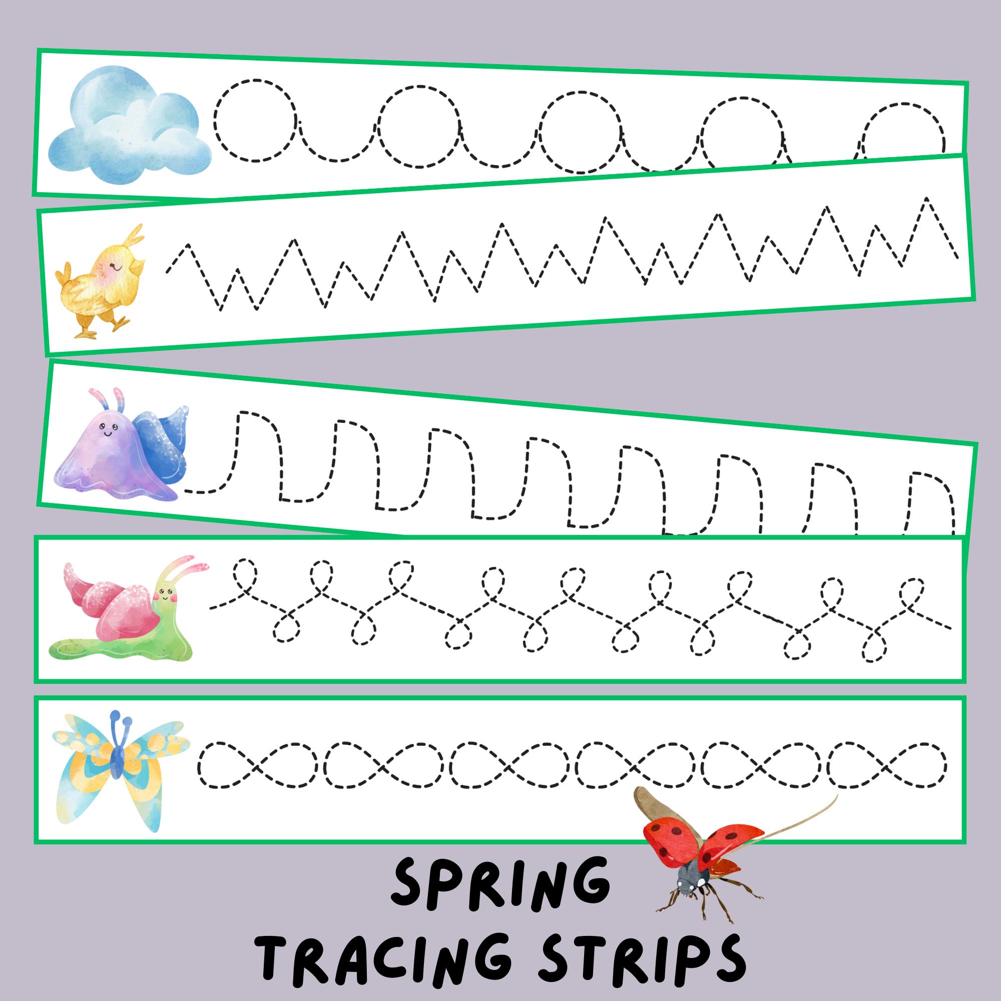 Spring Tracing Strips Printable | Preschool Handwriting Practice | Fine ...