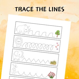 Animal Tracing Line and Easy Coloring Toddler Worksheets, Printable ...