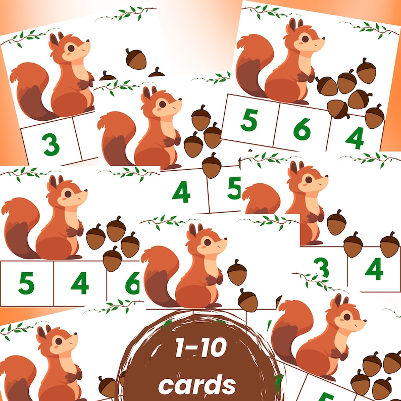 Numbers 1-10 Flashcards - Count and Clip Cards, Fall Montessori Math ...