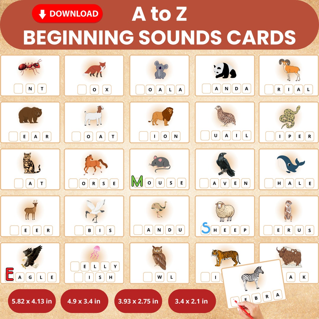 Beginning Sounds Task Cards for Alphabet Learning, Animals, Missing ...