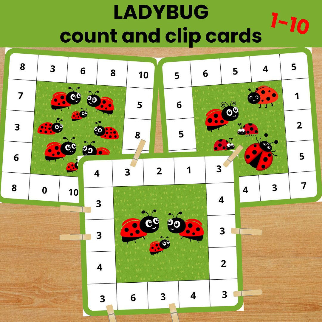 Ladybug Count and Match Clip Cards | Number Matching 1-10 | Preschool ...
