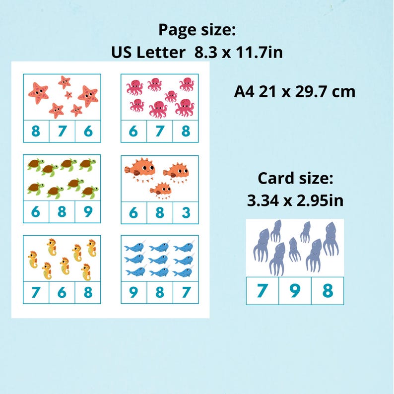 Ocean Match Activity | Numbers 1-10 Count & Clip Cards | Preschool Math ...