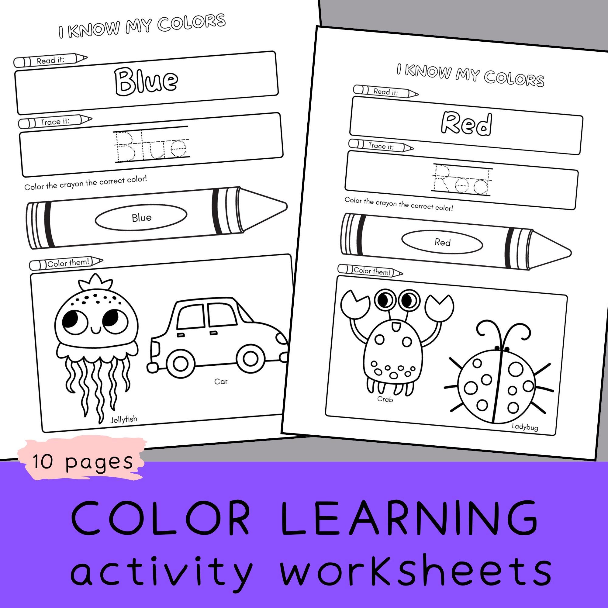 Color Learning Worksheets for Kids | Printable PDF Tracing & Coloring ...