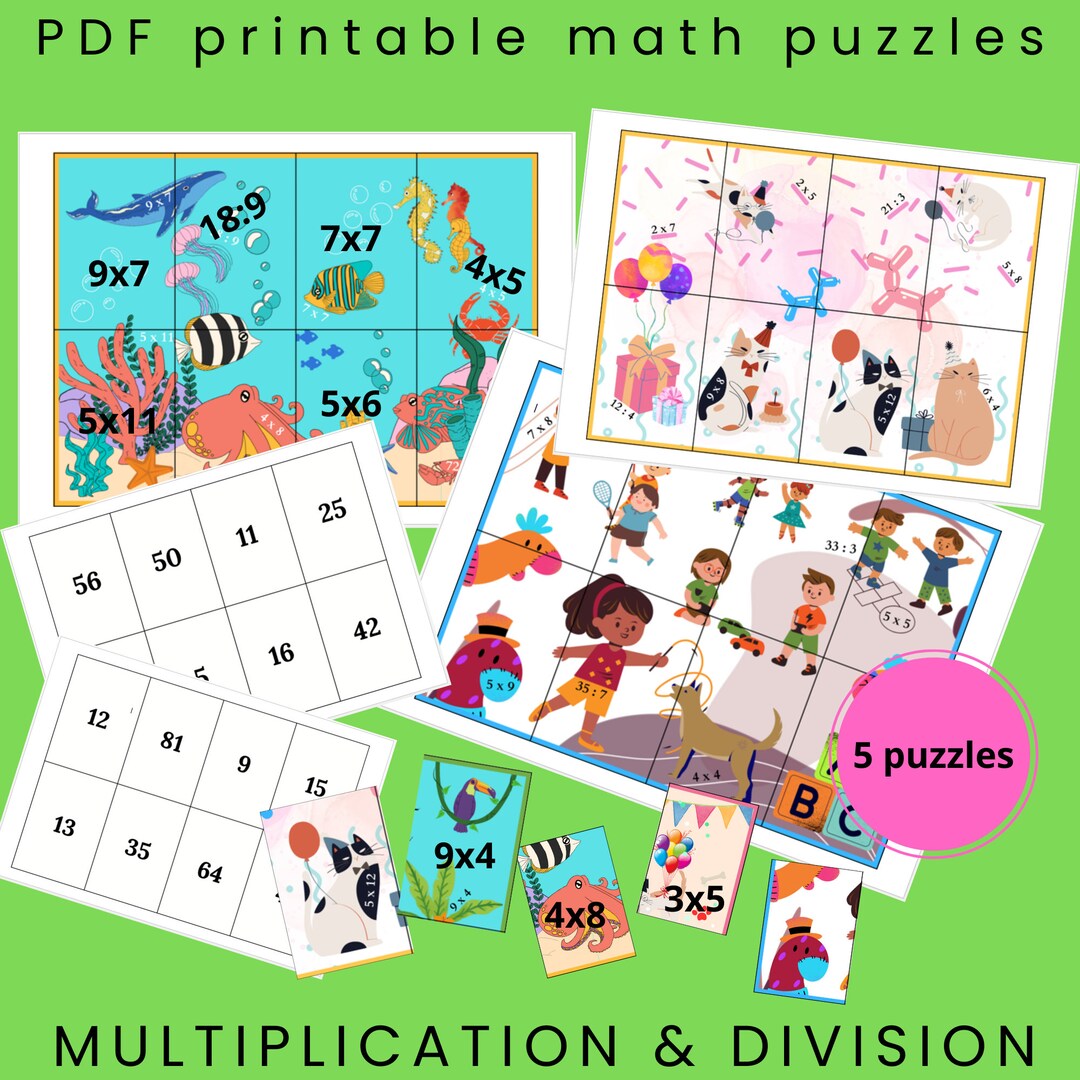 Printable Children Math Puzzle - Multiplication & Division Practice ...