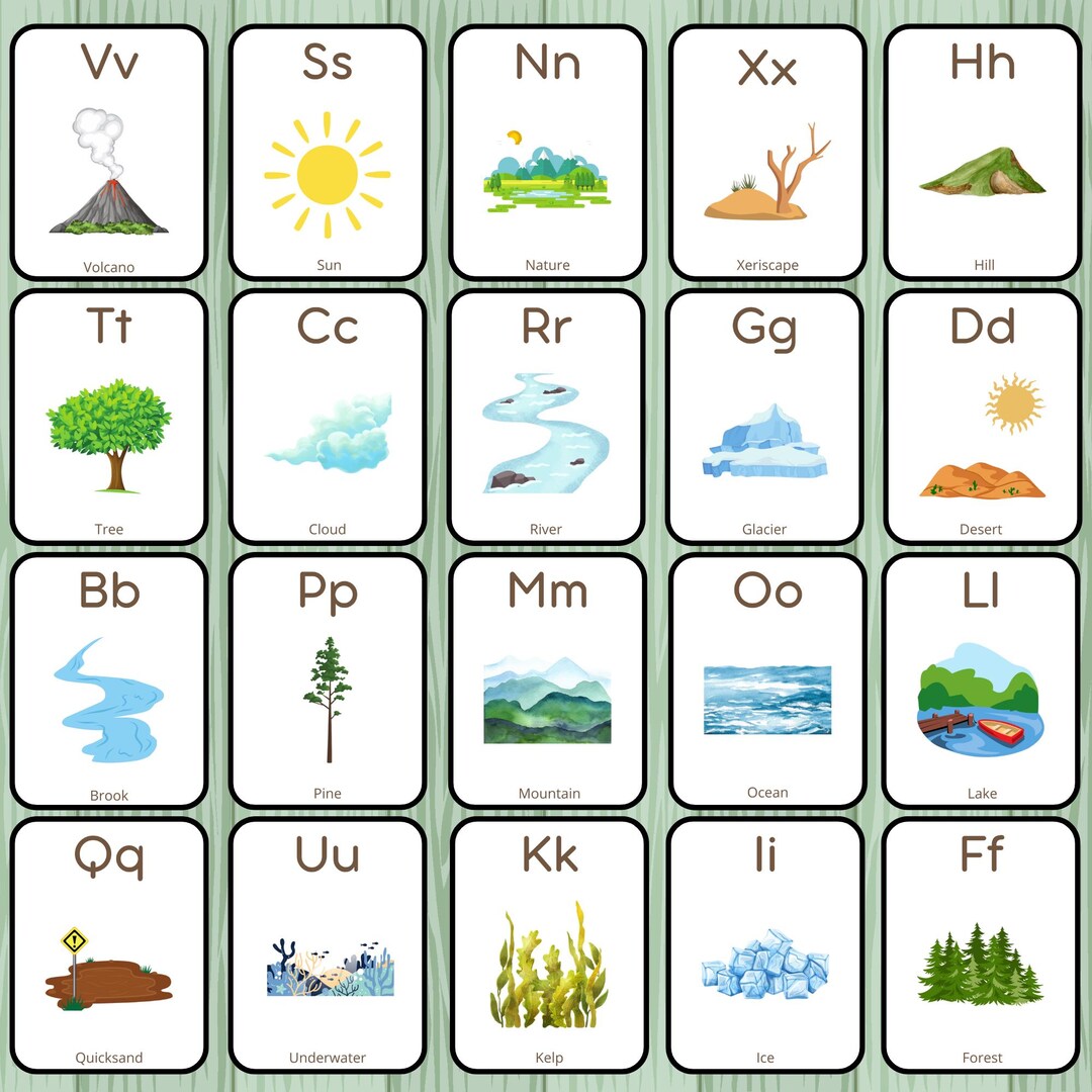 Nature Alphabet Flashcards for Kids | Printable ABC Cards | Preschool ...