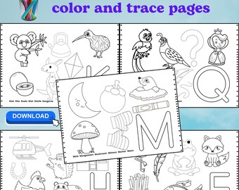 26 Pages Alphabet Tracing Mats, Alphabet Coloring Book Activities A to Z, Learning Alphabet ...
