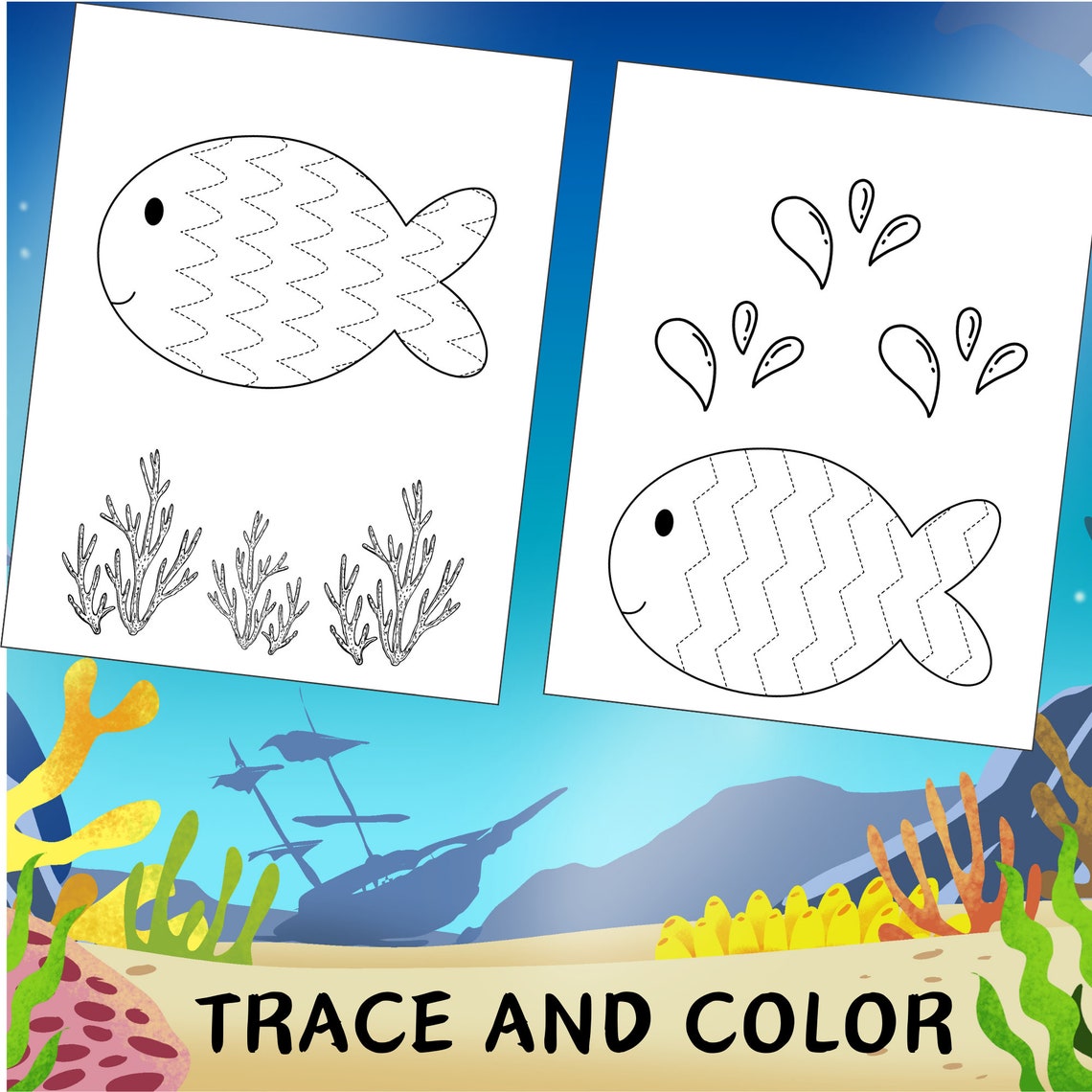 Pre-writing Line Tracing, Under the Sea Themed, Trace Practice, Fine ...