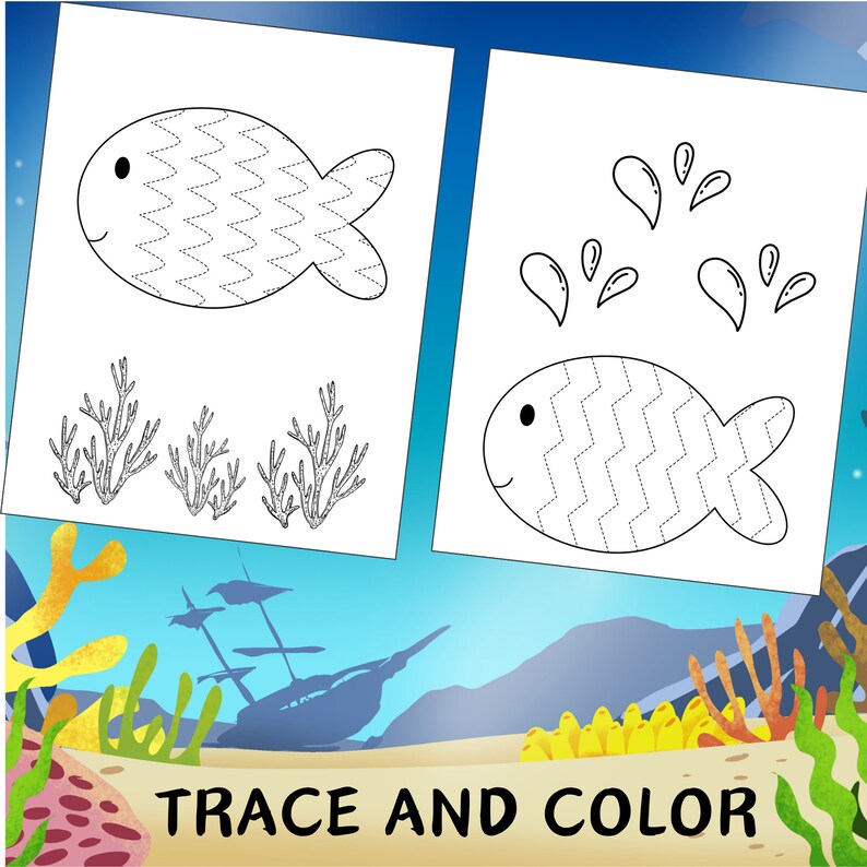 Pre-writing Line Tracing, Under the Sea Themed, Trace Practice, Fine ...