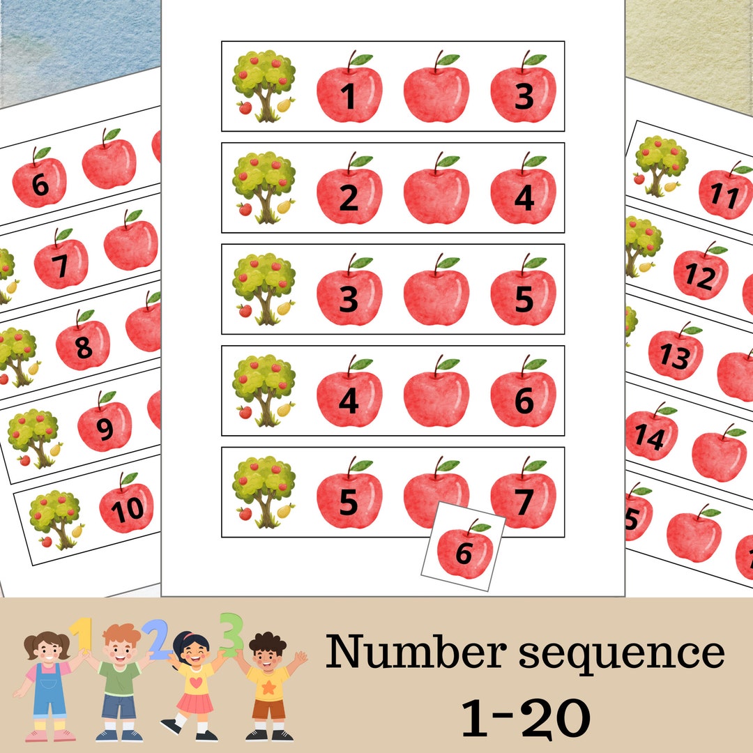 Apple Number Sequence Worksheets 1-20, Fall Activities Preschool ...