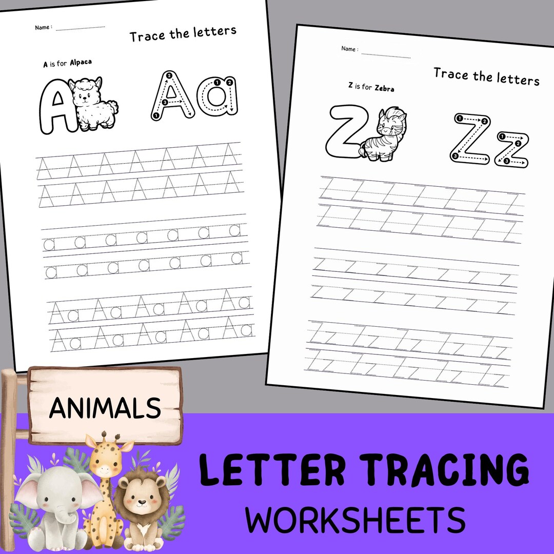 Animal ABC Letter Tracing Pages | Printable Handwriting Practice for ...