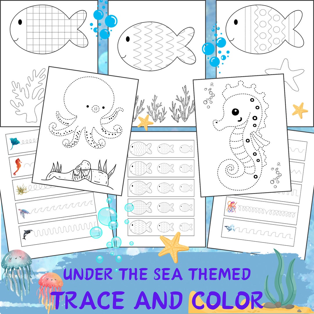 Pre-writing Line Tracing, Under the Sea Themed, Trace Practice, Fine ...