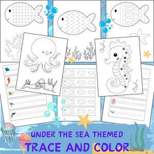 Pre-writing Line Tracing, Under the Sea Themed, Trace Practice, Fine ...