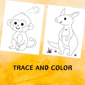 Animal Tracing Line and Easy Coloring Toddler Worksheets, Printable ...