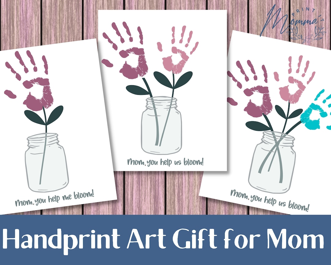 Mother's Day Flowers Gift From Kids Printable Handprint Art Mom Gift ...