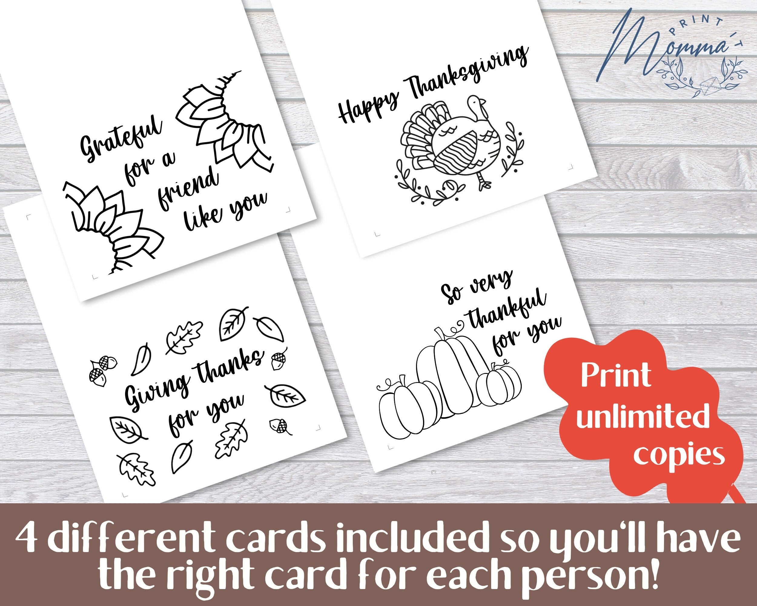 Thanksgiving Activity Coloring Cards Printable | Thanksgiving Kids ...