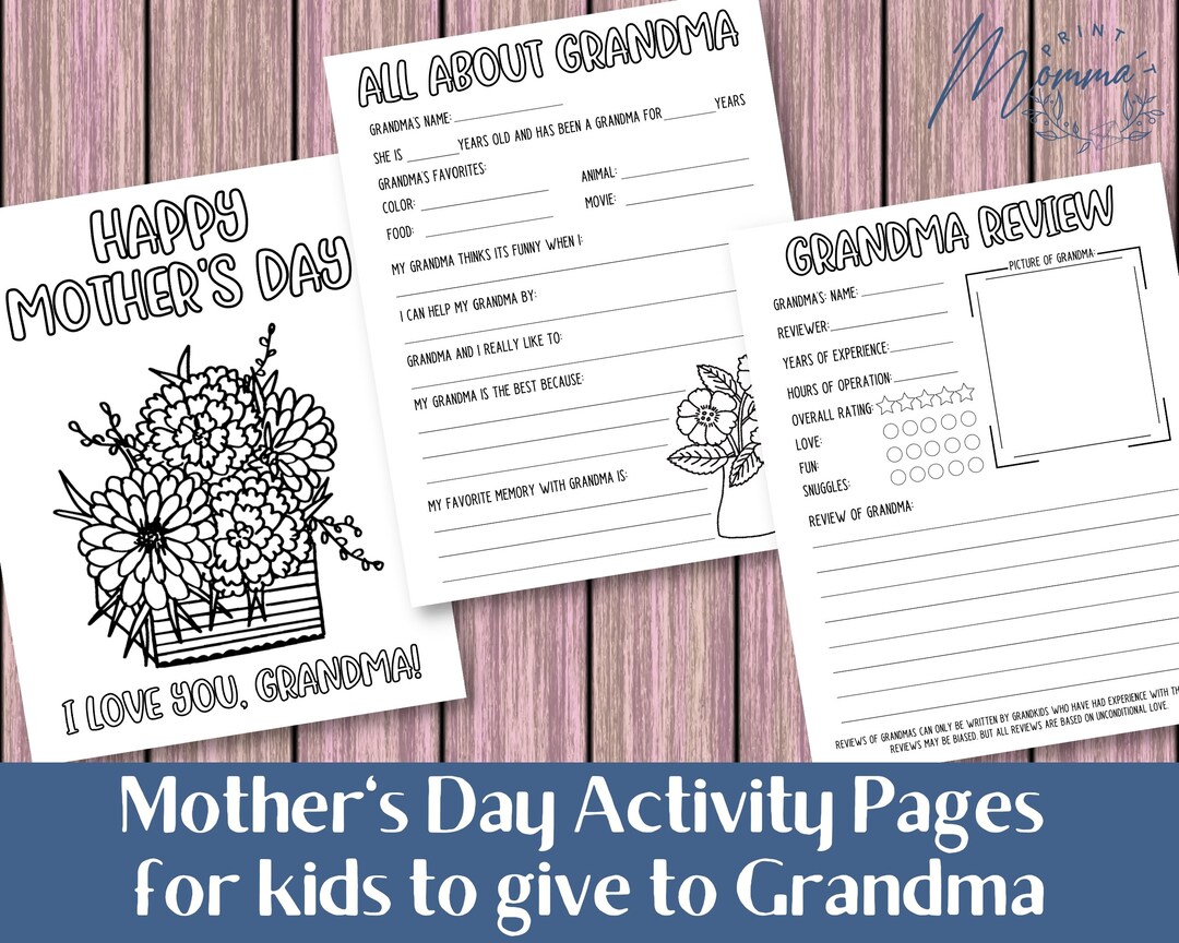 Mother's Day Grandma Activity Pages Printable | Mother's Day Kids ...