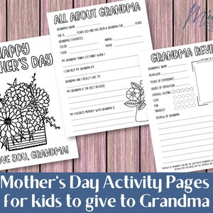 Mother's Day Grandma Activity Pages Printable | Mother's Day Kids ...