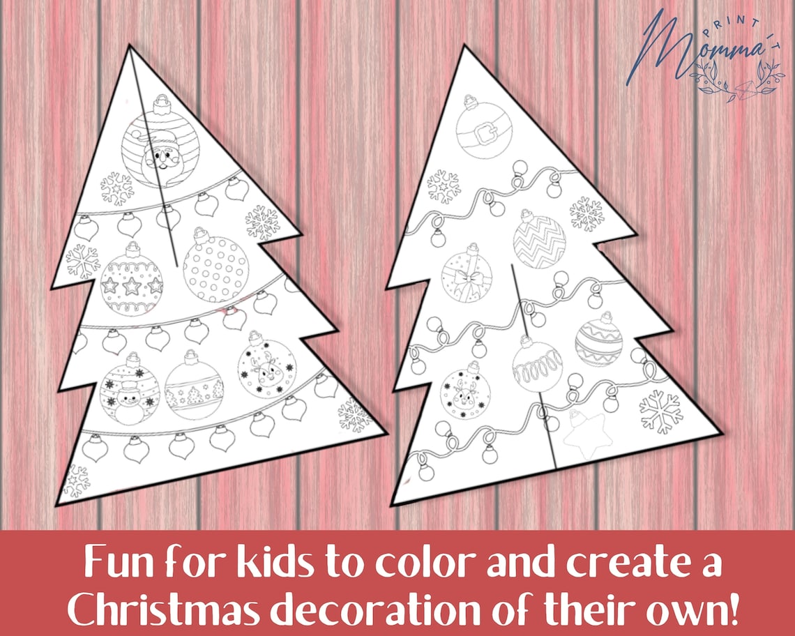 3D Paper Christmas Tree Coloring Activity Printable Kids DIY | Etsy