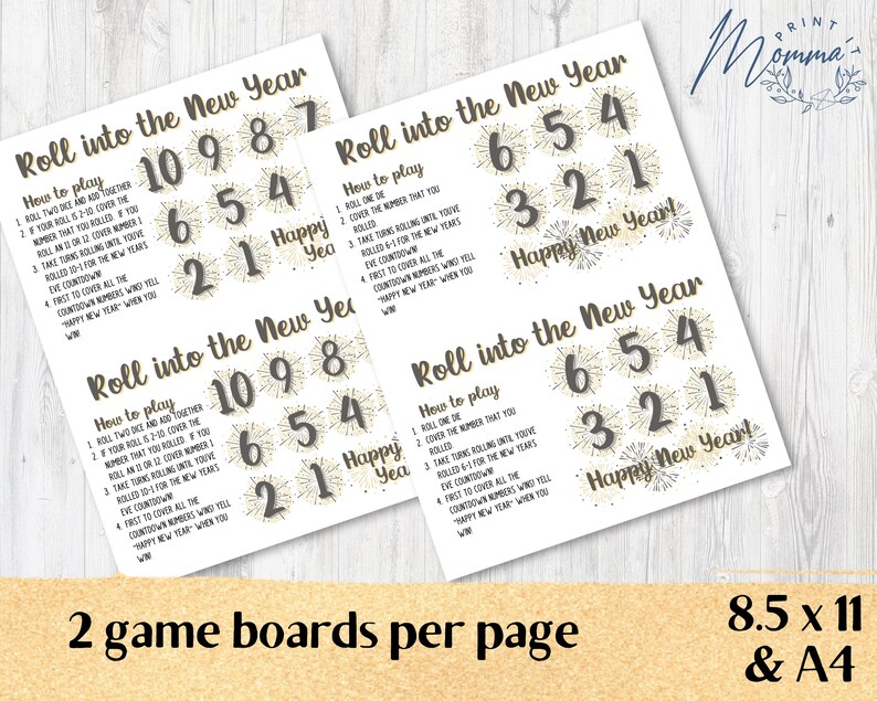 Roll Into the New Year Kids Game Printable | New Year's Eve Count Down ...