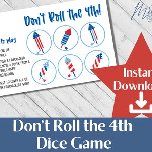 4th of July Dice Game Printable | Don't Roll the 4th Family Board Game ...