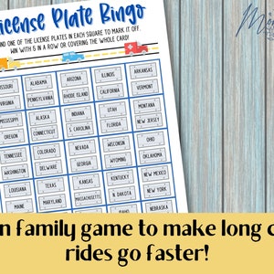 License Plate Bingo Car Game Printable | Bingo Travel Activity Digital ...
