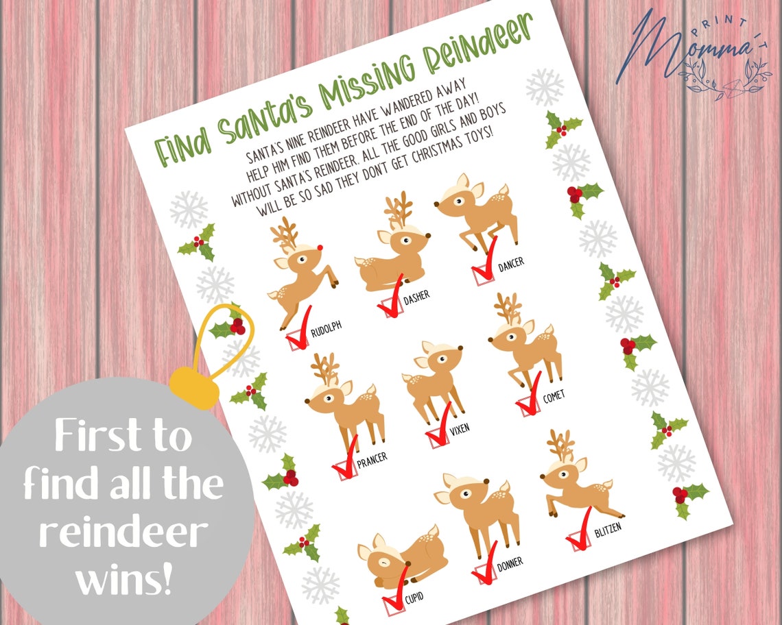 Find Santa's Missing Reindeer Game Printable Reindeer - Etsy