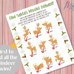 Find Santa's Missing Reindeer Game Printable | Reindeer Scavenger Hunt ...