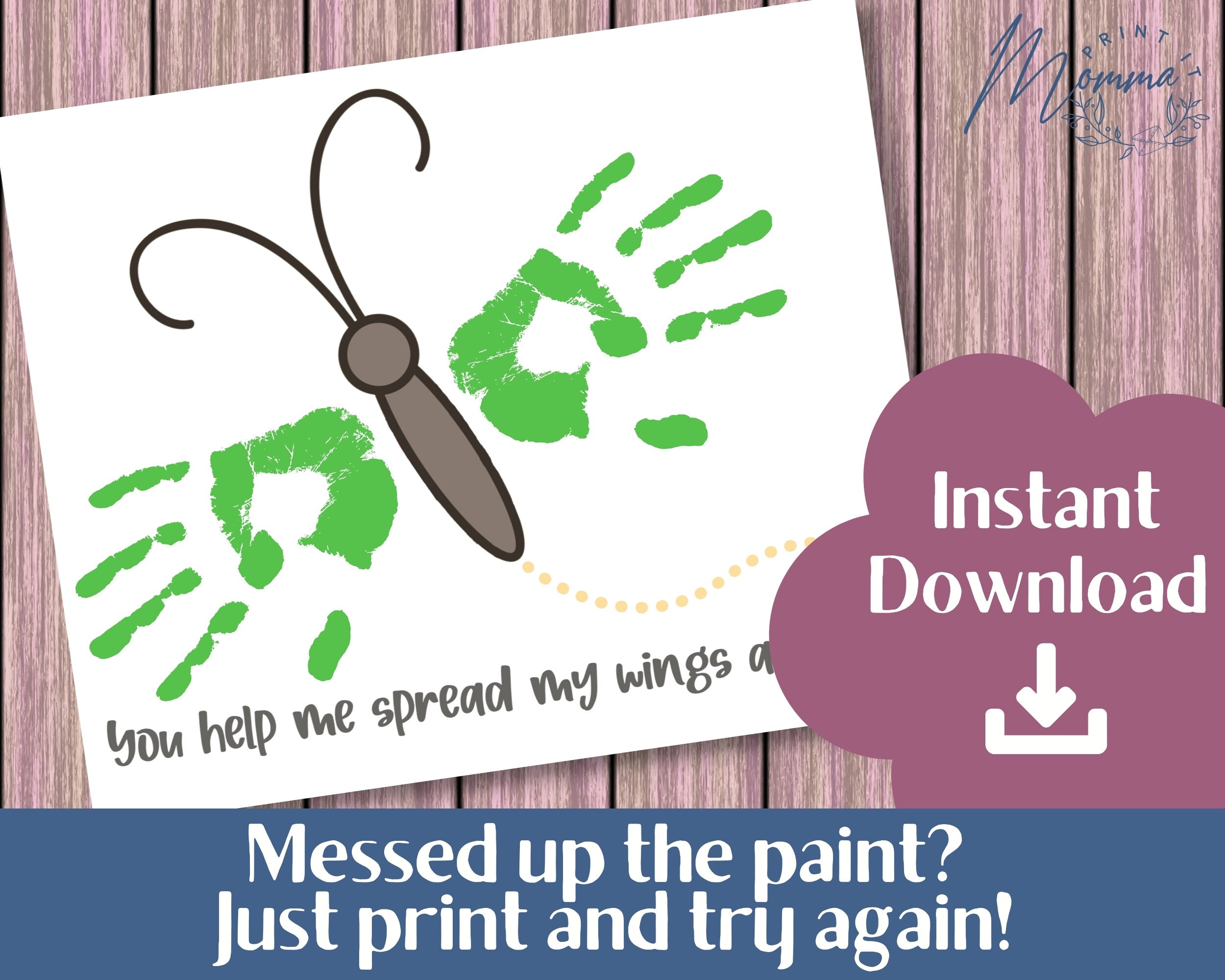 Mother's Day Butterfly Gift From Kids Printable Handprint Keepsake Mom ...